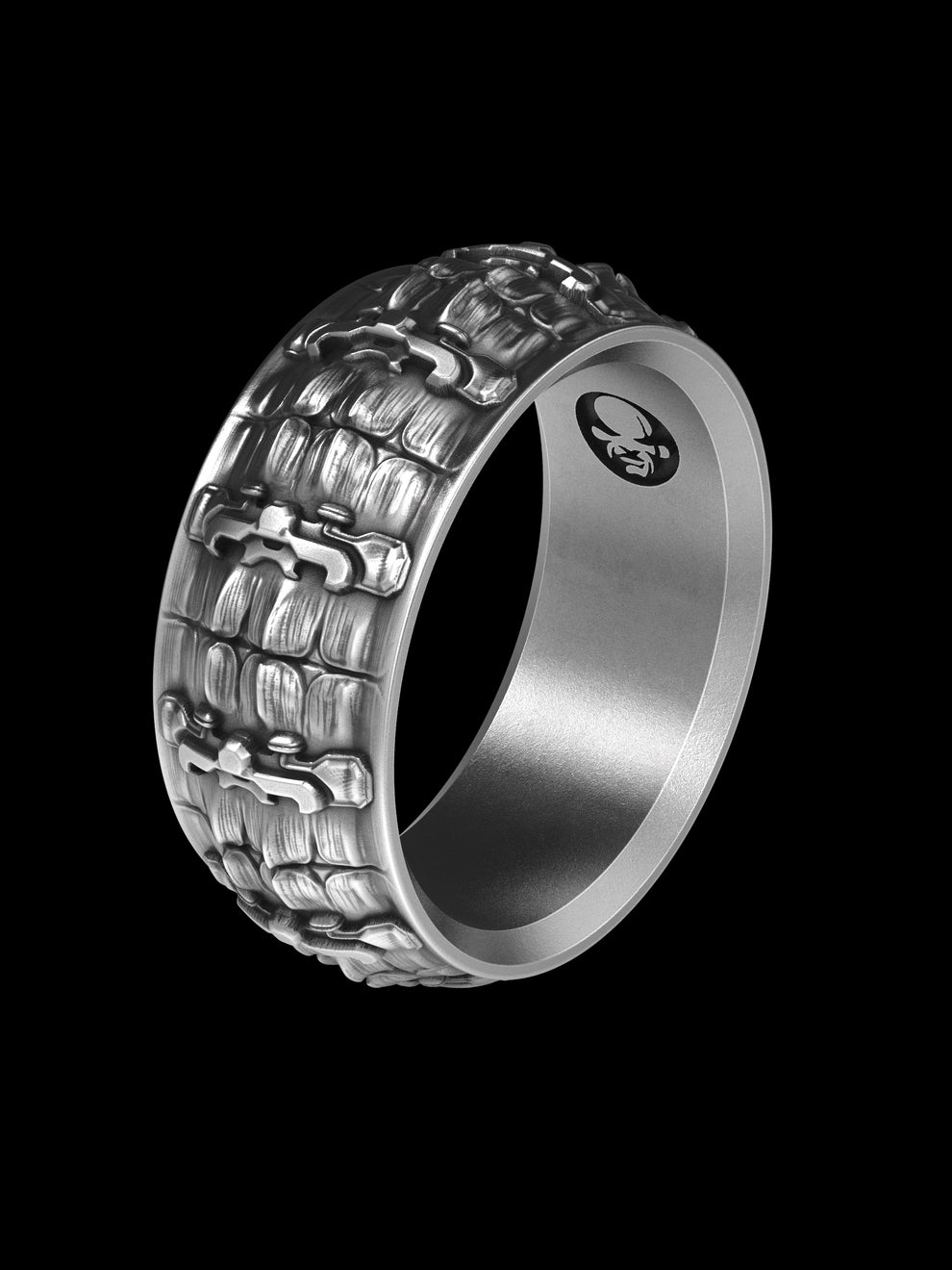 Croc Armor Band | 925 Sterling Silver Textured Ring | Geoff Thomas Designs