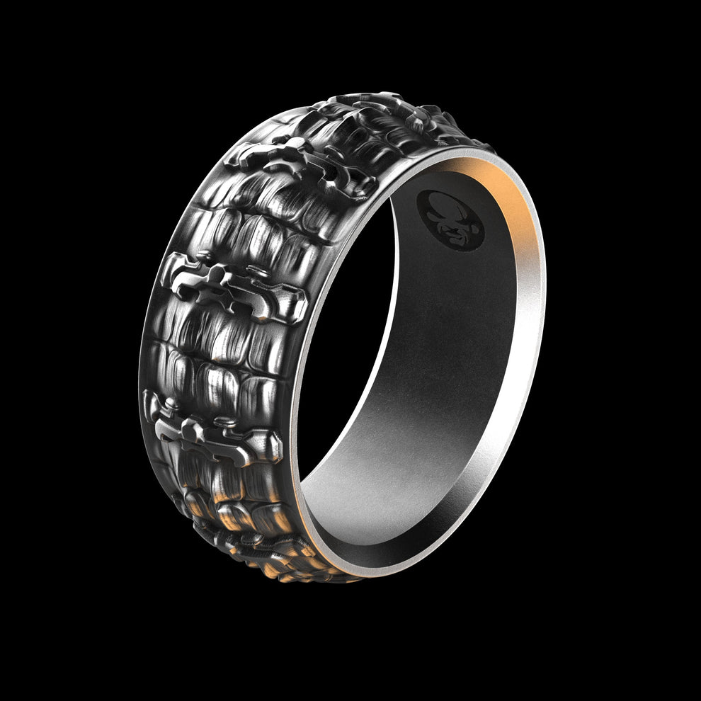Croc Armor Band | 925 Sterling Silver Textured Ring | Geoff Thomas Designs