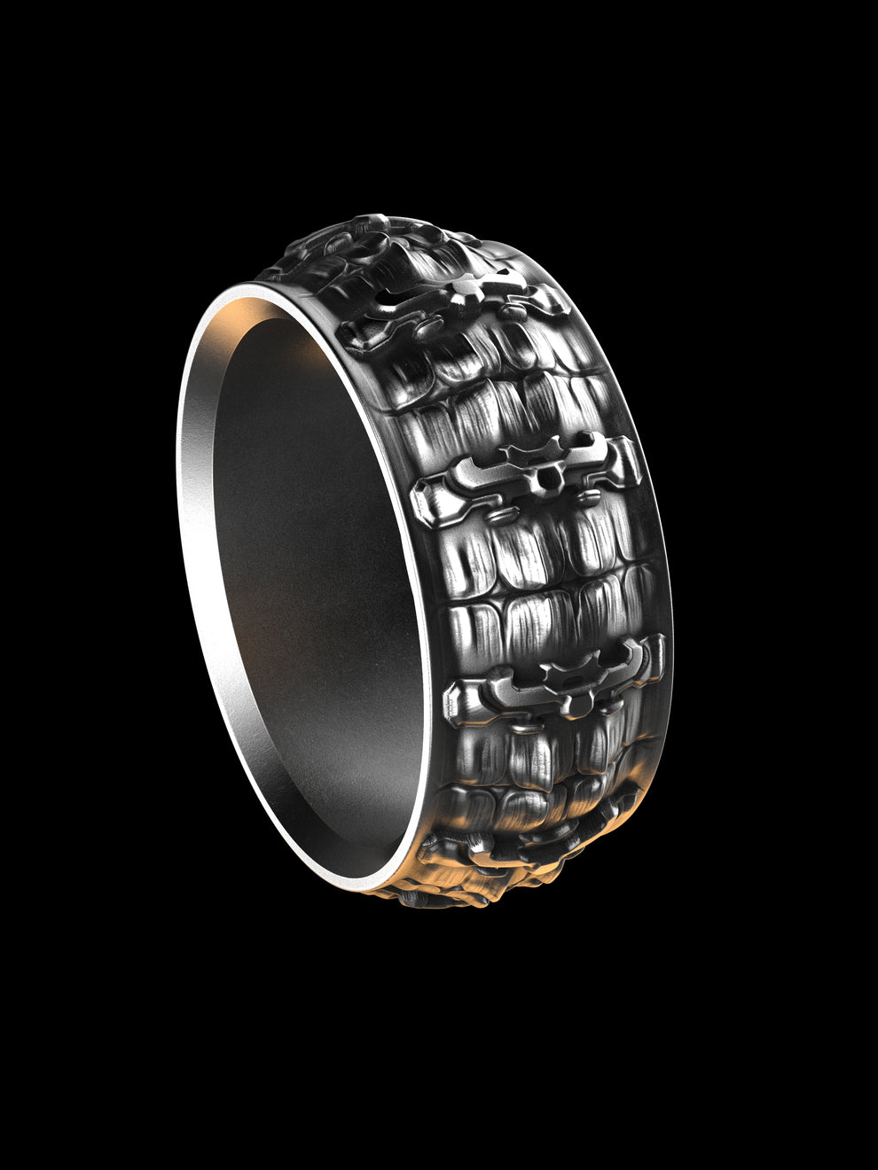 Croc Armor Band | 925 Sterling Silver Textured Ring | Geoff Thomas Designs